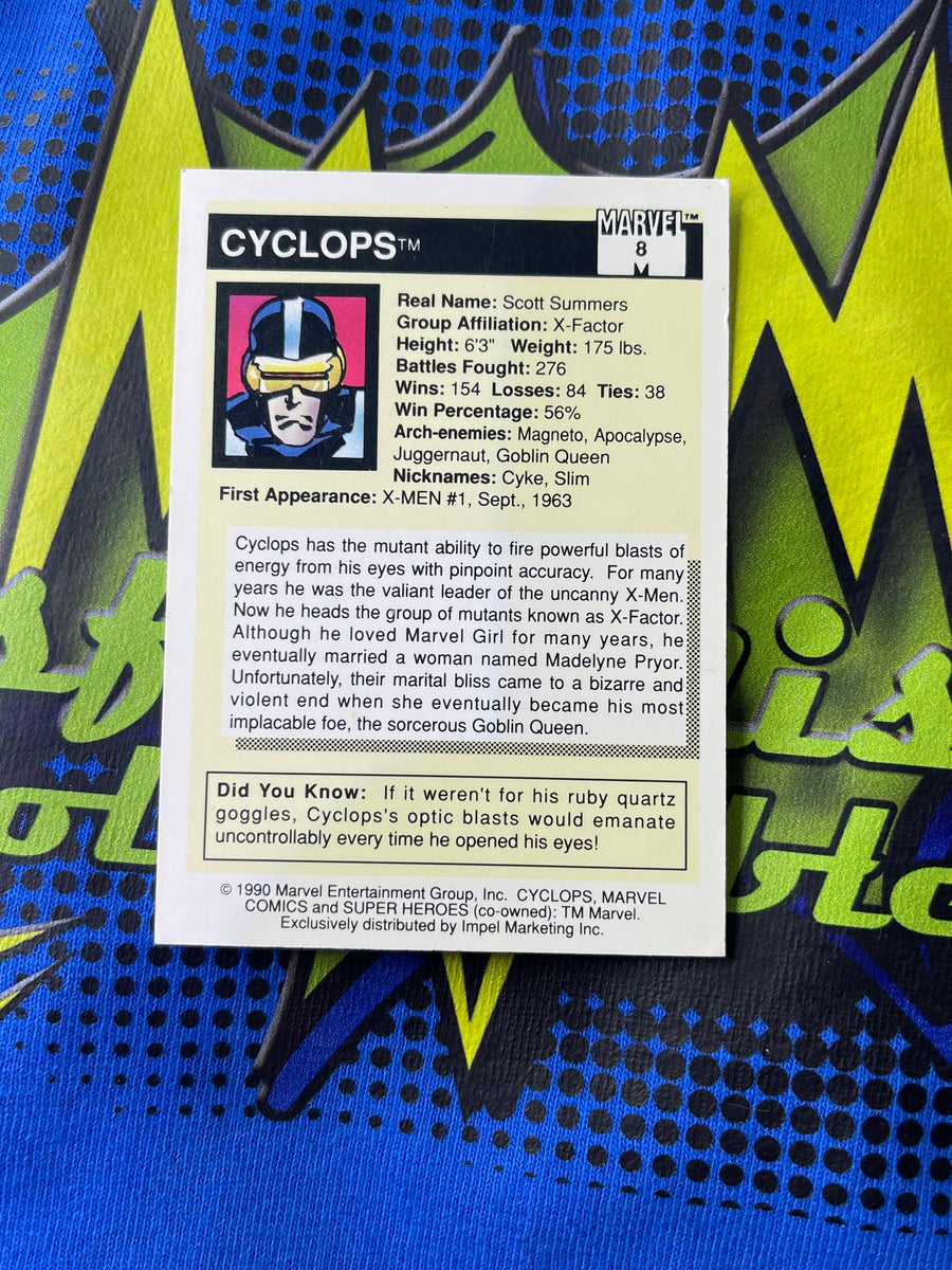 Marvel Comics 1990 Impel Trading Cards Super Heroes Cyclops #8 – The ...