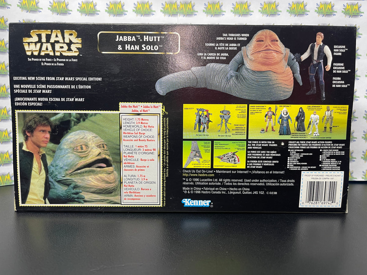 1996 Star Wars Power of The Force Jabba The Hutt and Han Solo (New ...