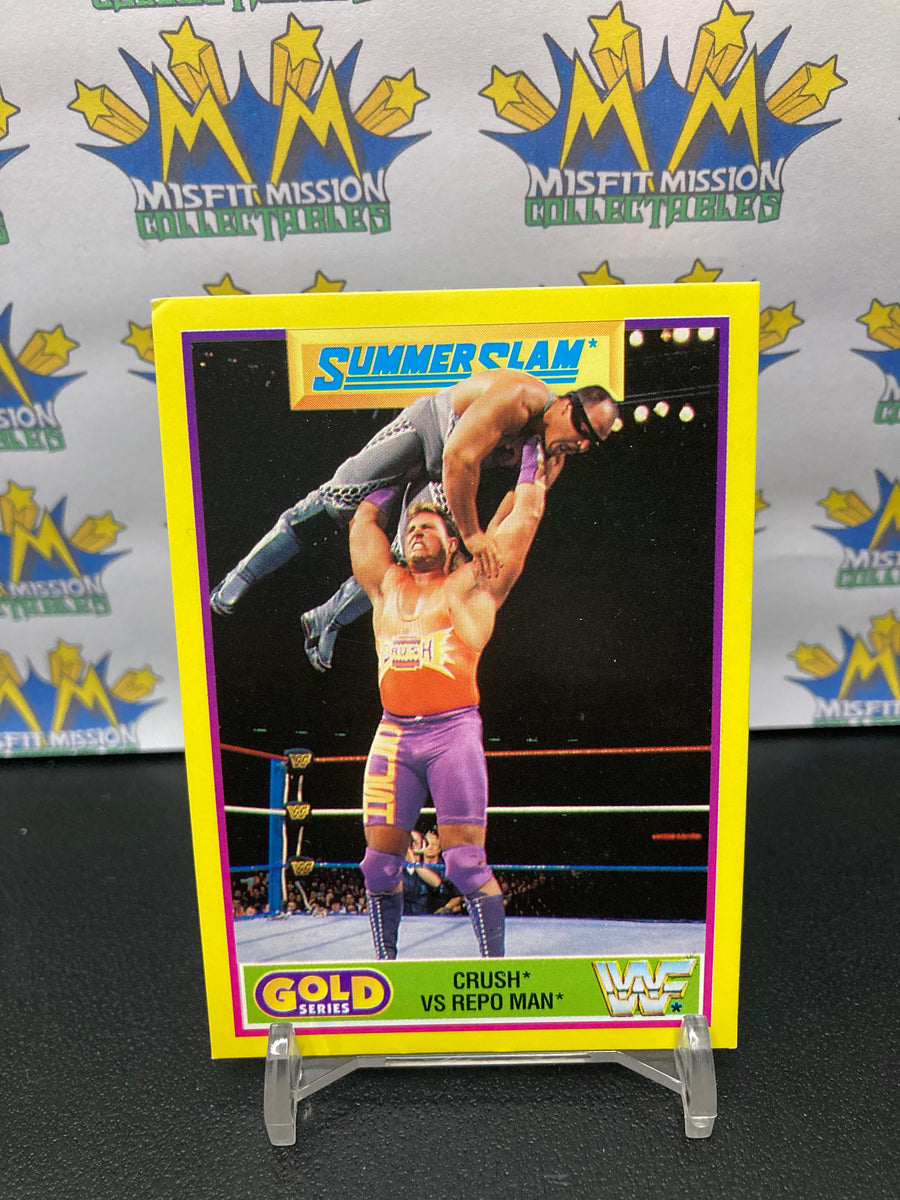 1992 WWE WWF Merlin Gold Series 2 SummerSlam Macho Man Crush vs Repo M ...